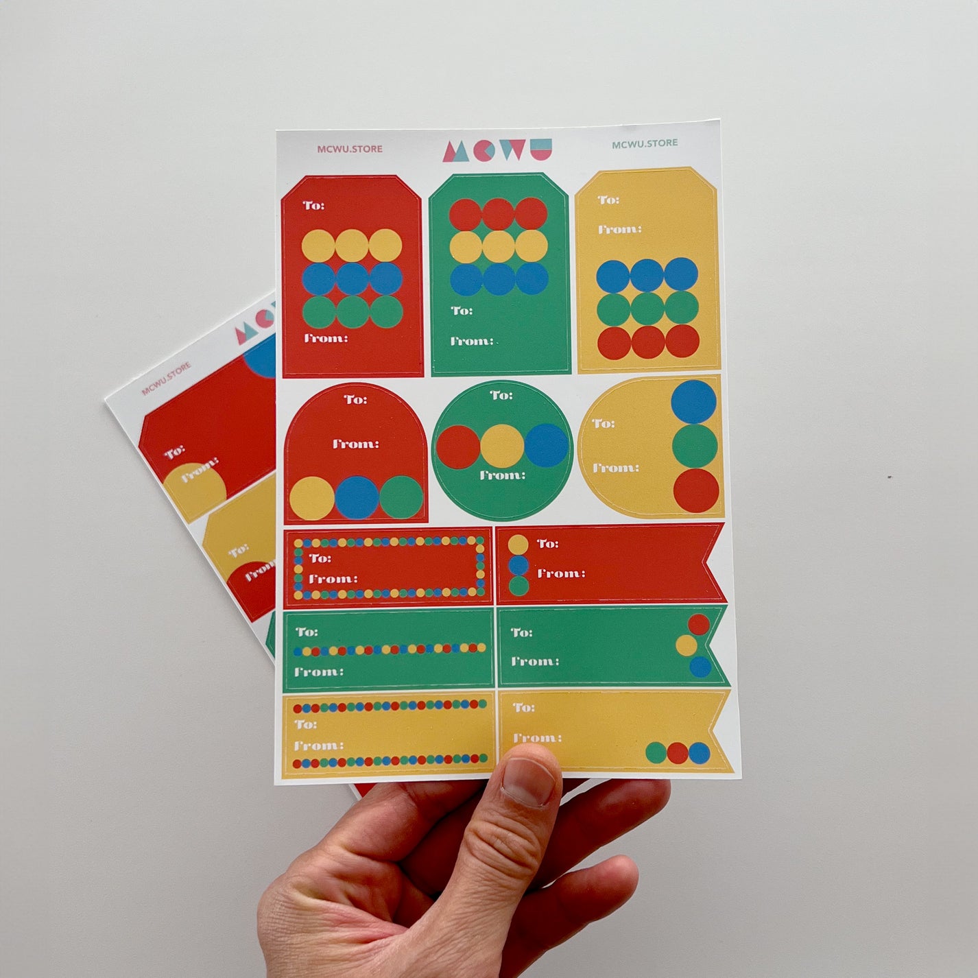 Color Pop Holiday Tags - Full-Color Sticker Set by McWu – McWu LLC